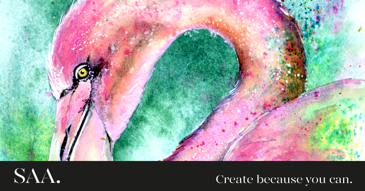 Flamingo Drawing: Create A Flamingo with Mixed Media - SAA