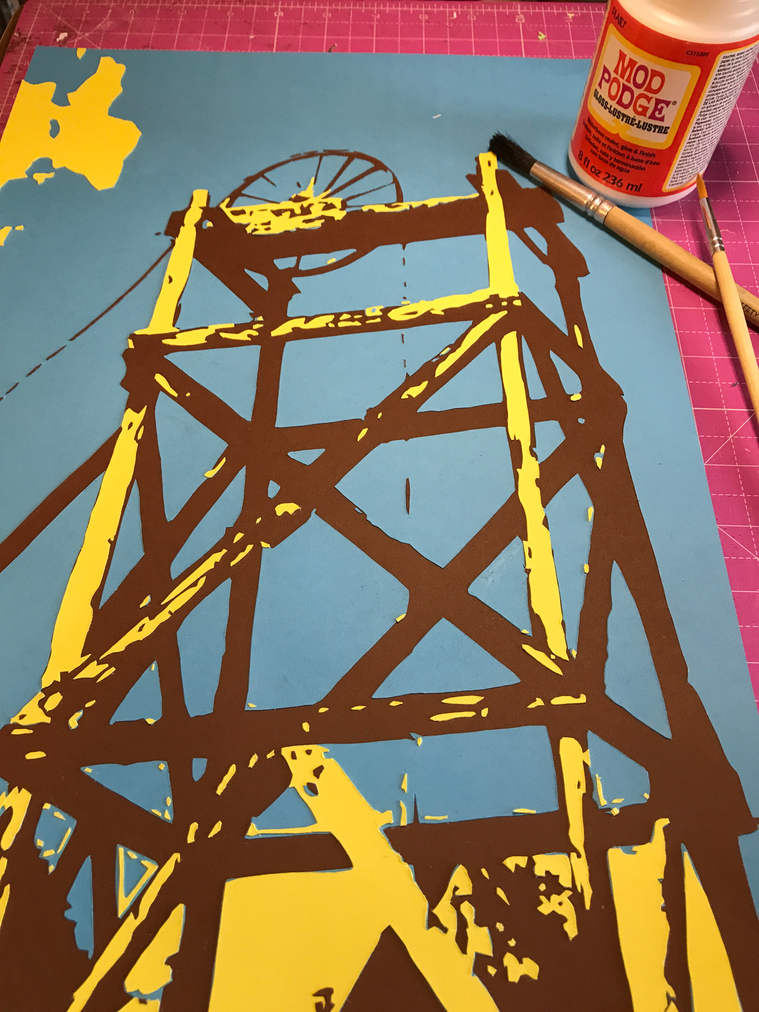 Layered paper art tutorial: Colliery winding gear | Johanna Rockley - SAA