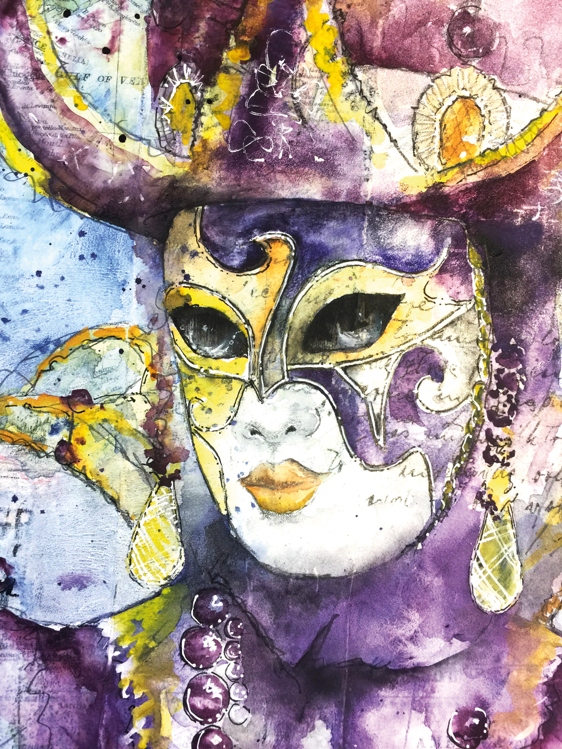 Collage and Watercolour Techniques: Venetian Mask | Alison C. Board - SAA