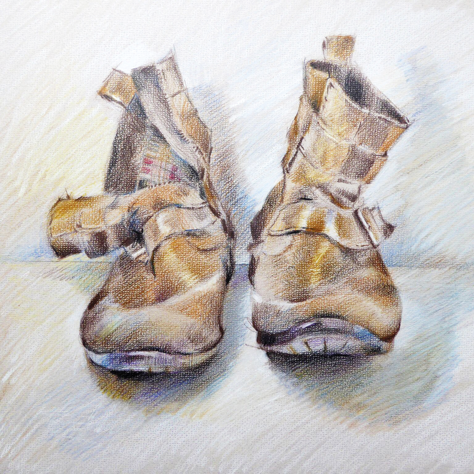 Coloured Pencil Drawing Tutorial: Worn Boots | Jennifer Johnson - SAA